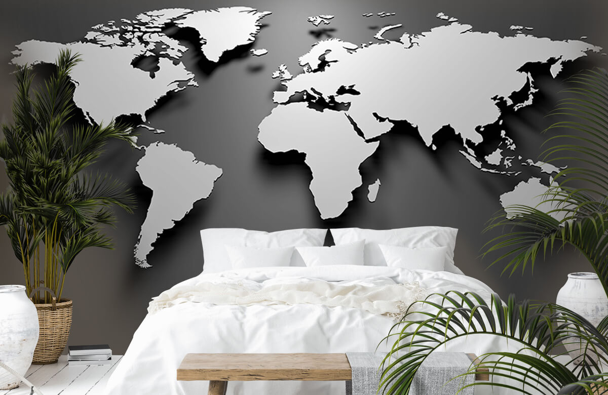 3D World map black - Wallpaper