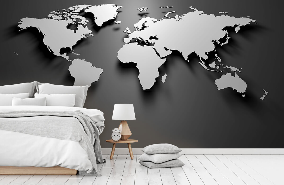 3D World map black - Wallpaper