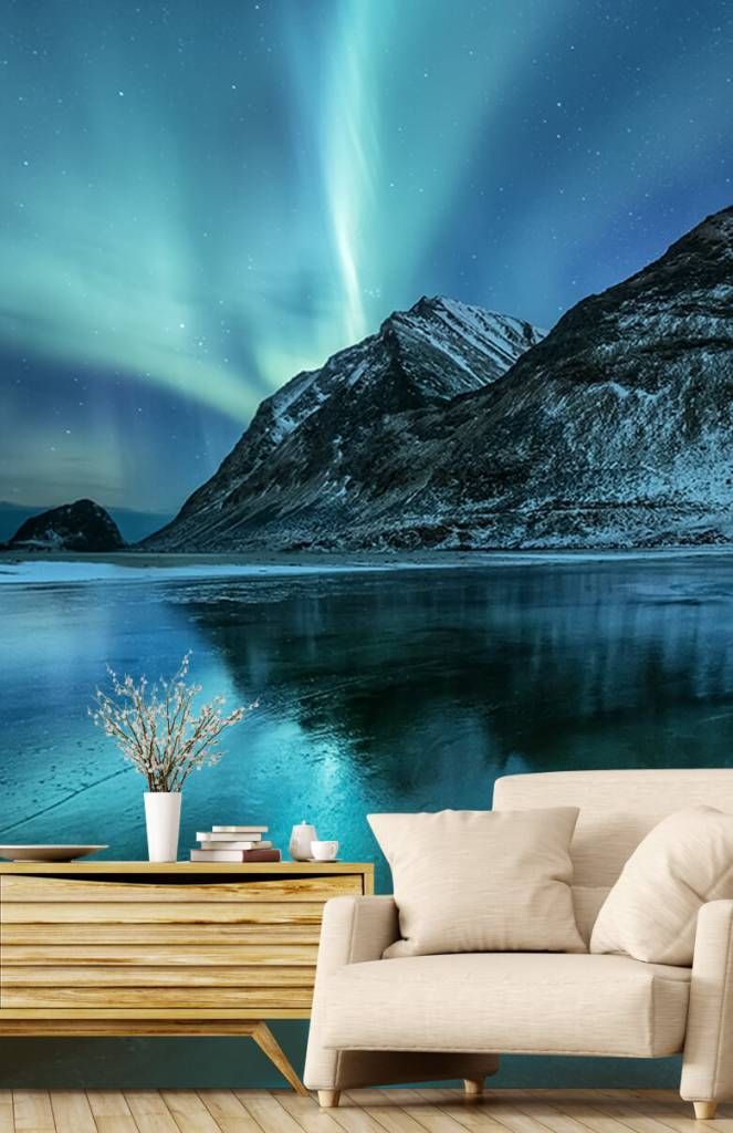 Blue Aurora Borealis Wallpaper