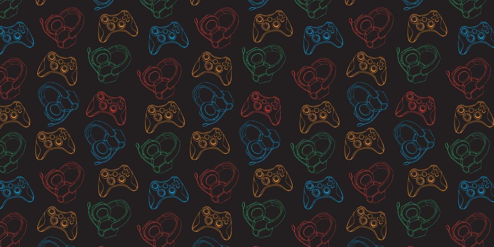 Wallpaper Mural - Neon Gamer Pattern - Photo Wallpaper