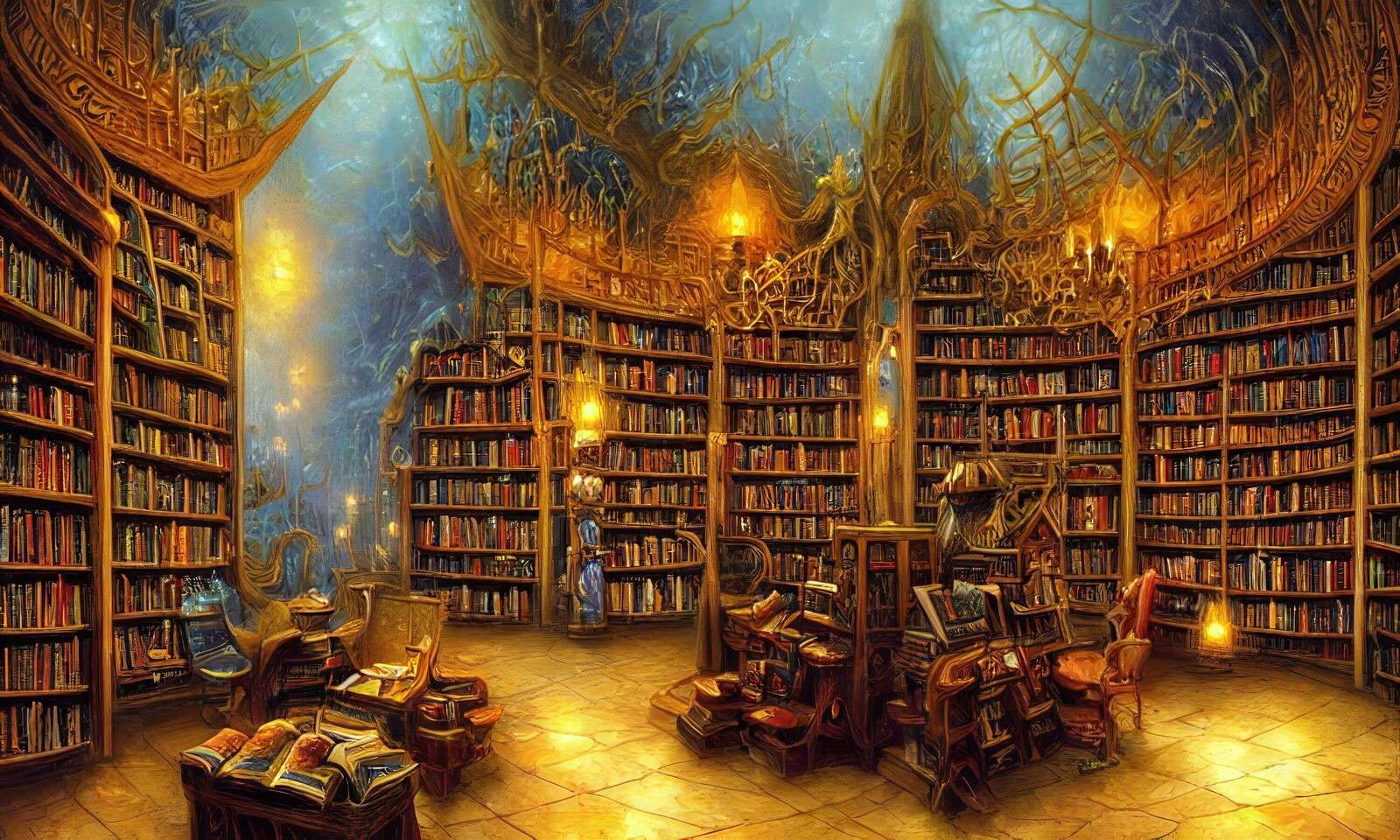 Wall Mural - Enlightened Fantasy Library - Wallpaper