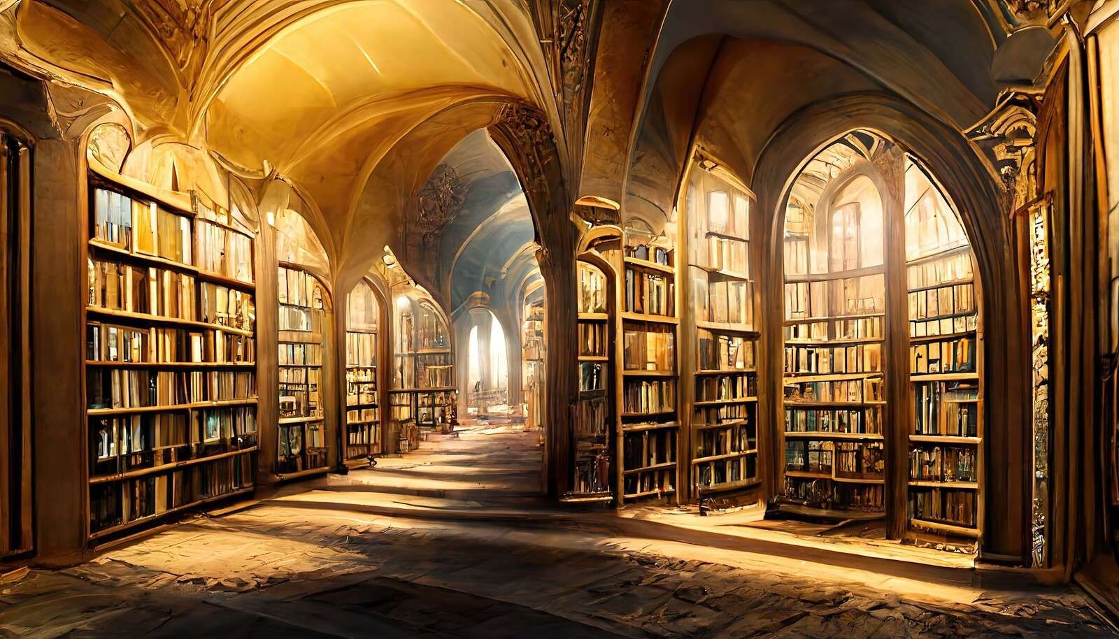 Wallpaper Mural - Golden arcade library - Photo Wallpaper