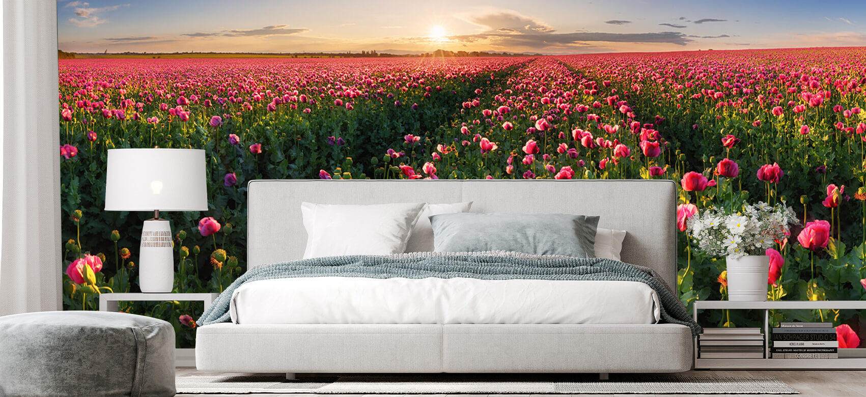 Pink poppies field - Photo Wallpaper